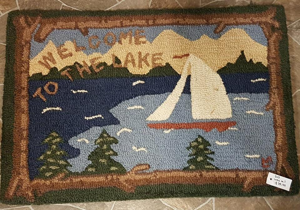 Welcome to the Lake Rug 2x3 – Blue Ocean Lighthouse